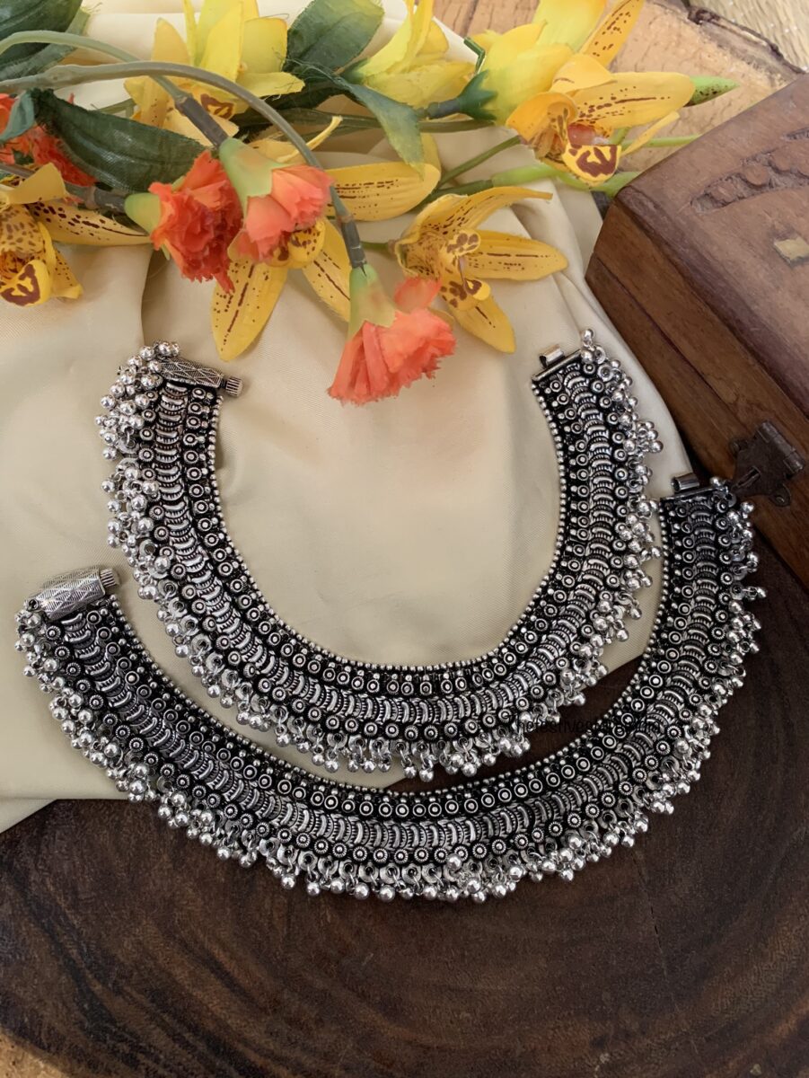 Oxidised 18 cms Gejje anklets - The Festive Store