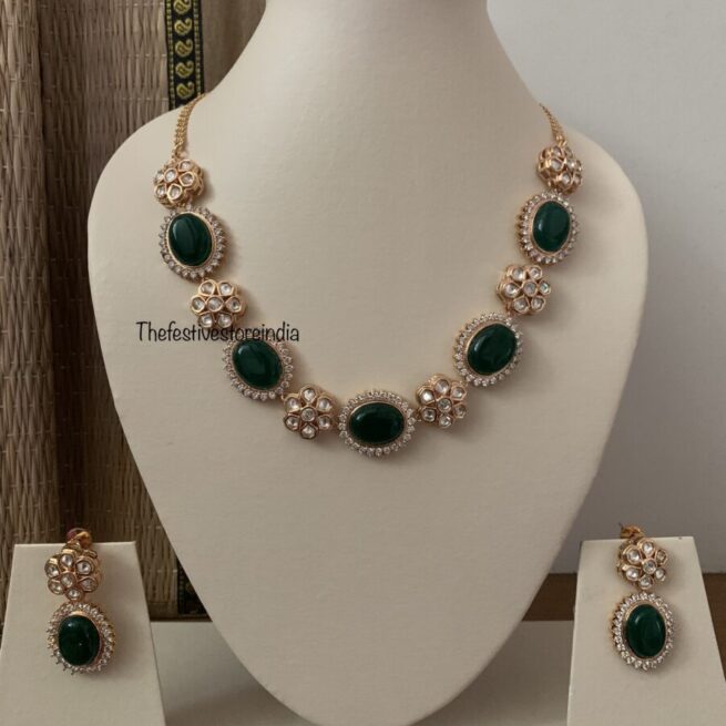 Green kundan set – The Festive Store