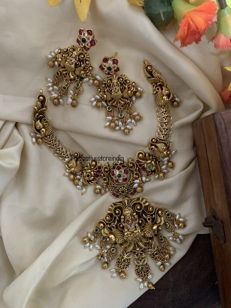 Lakshmi bridal rice pearls set - The Festive Store
