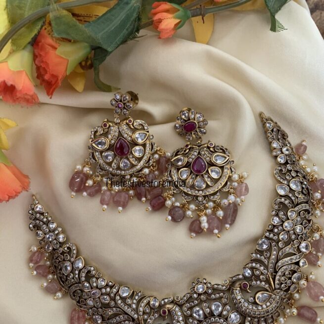 Pastel pink Victorian necklace set – The Festive Store