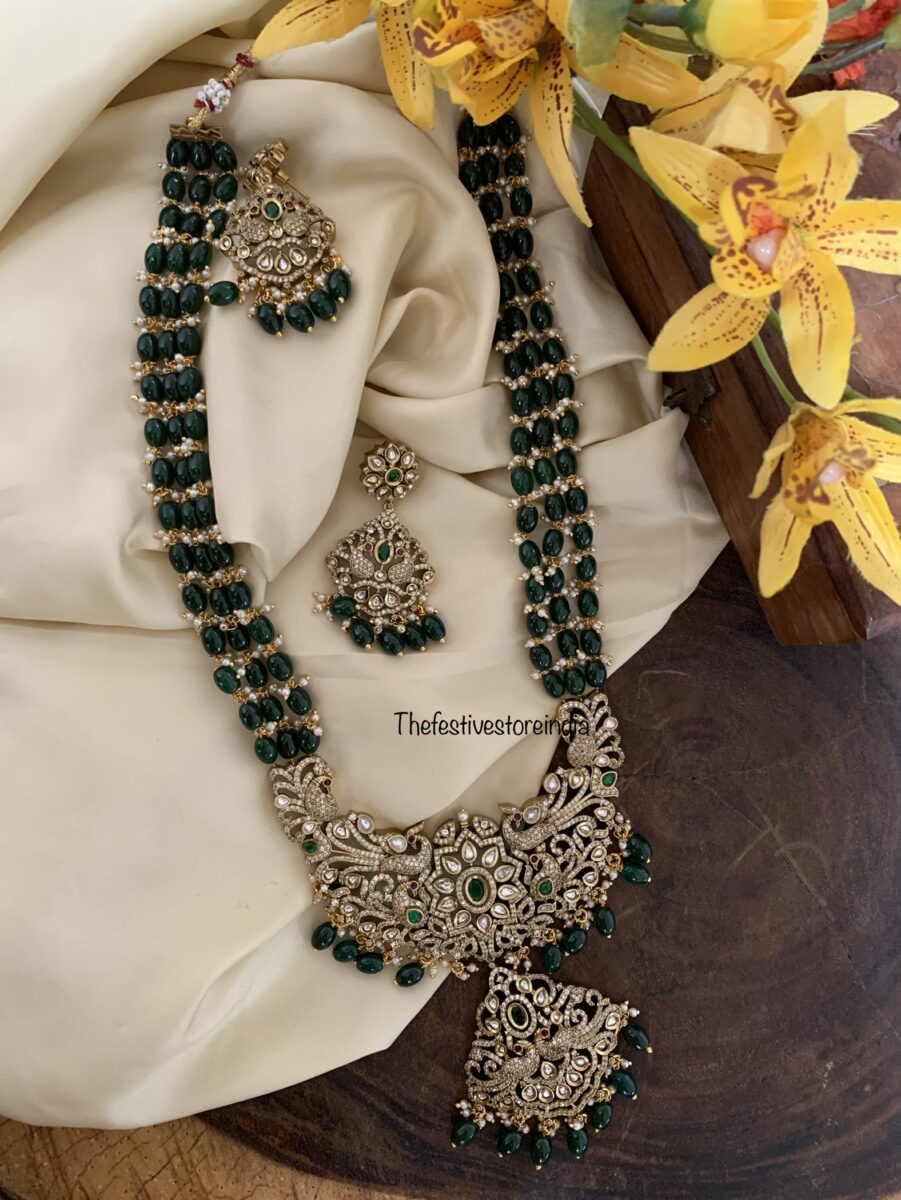 Green beads Victorian haaram set - The Festive Store