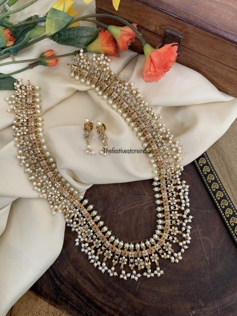 Guttapusalu classic pearls haaram set - The Festive Store