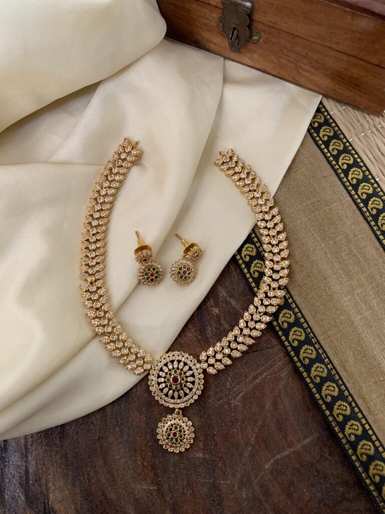 Diamonds attigai round drops set - The Festive Store