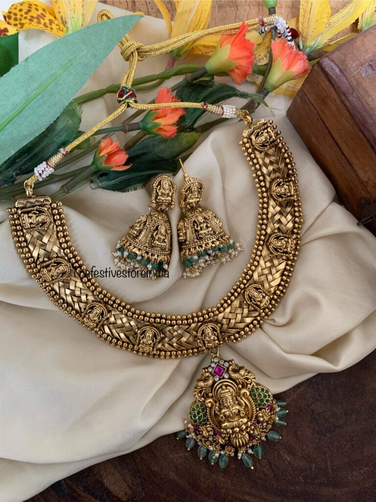 Bridal grand jalebi chain necklace set - The Festive Store