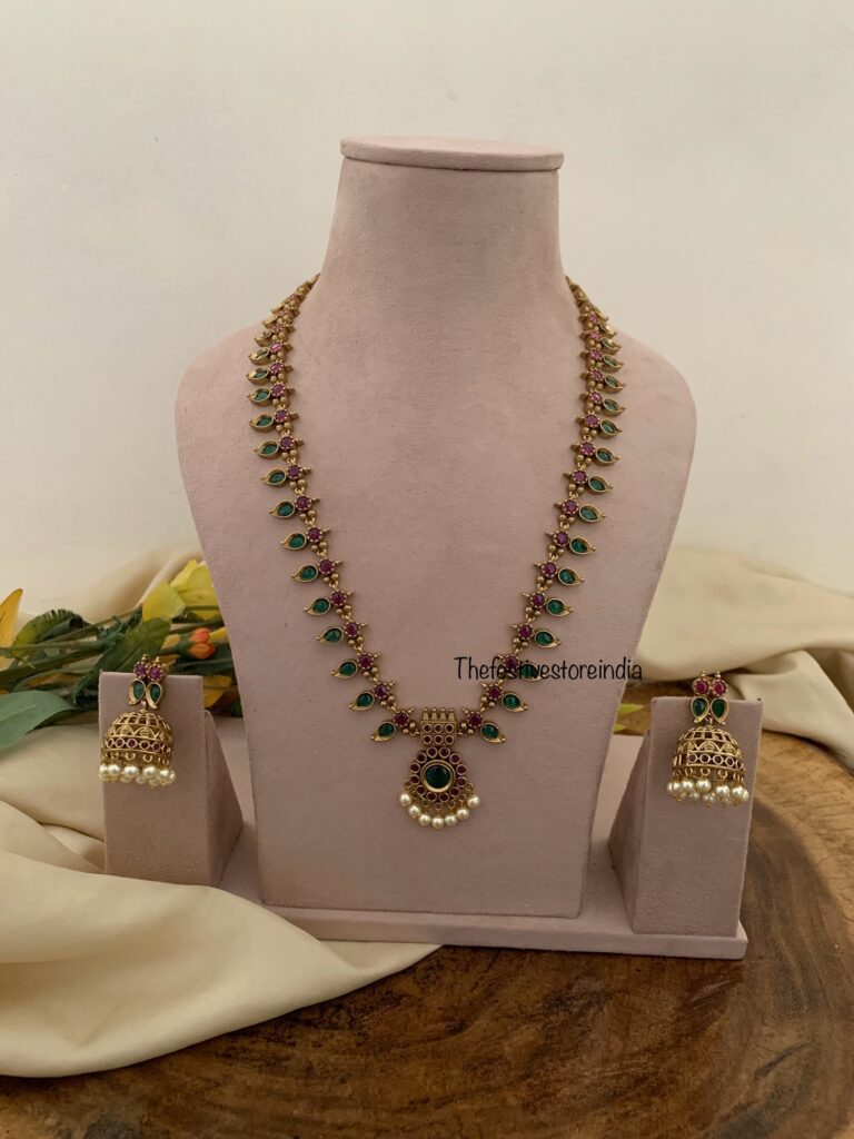 Classic pendant palakka haaram set | Haaram | Bridal | long chain ...