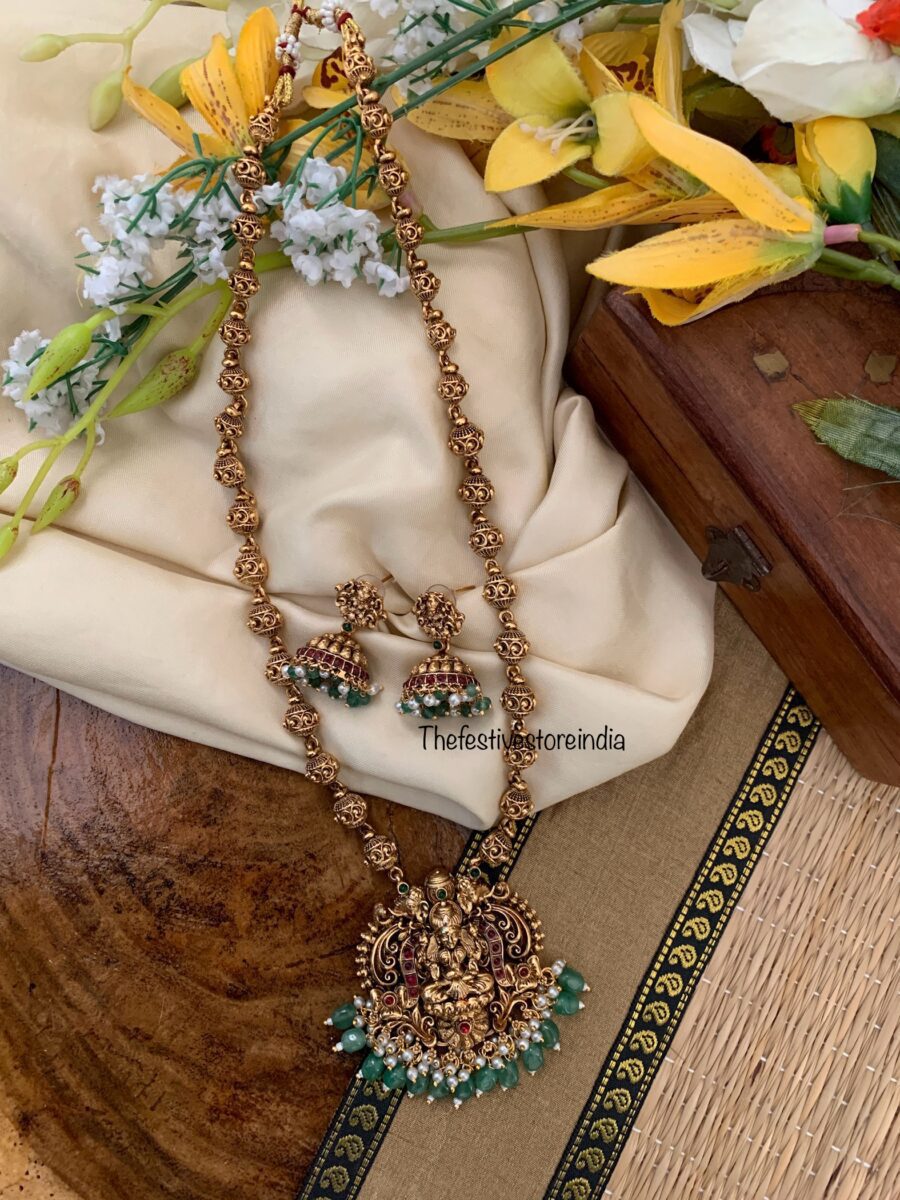 Budgeted antique polish matte Lakshmi haaram set | Haaram | Bridal ...