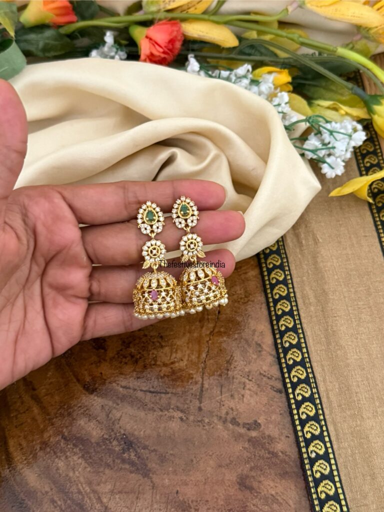 Classic AD jhumkas | Bridal | Bridesmaid - The Festive Store