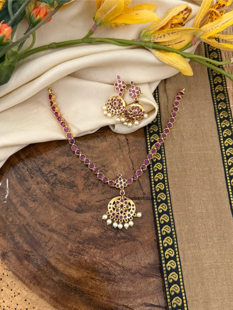 Classic gold look alike Attigai set - Ruby - The Festive Store