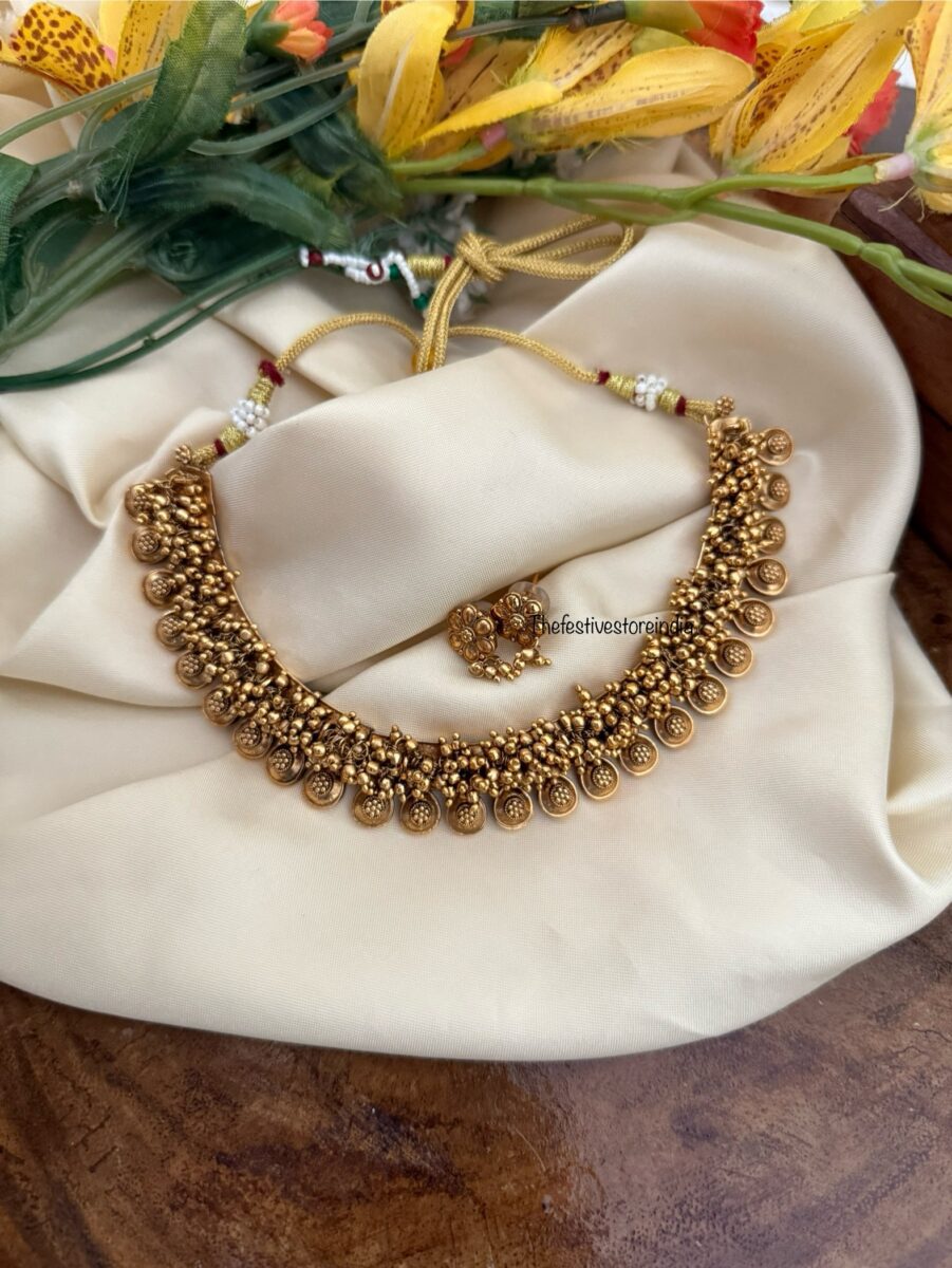 All gold cluster necklace set - The Festive Store