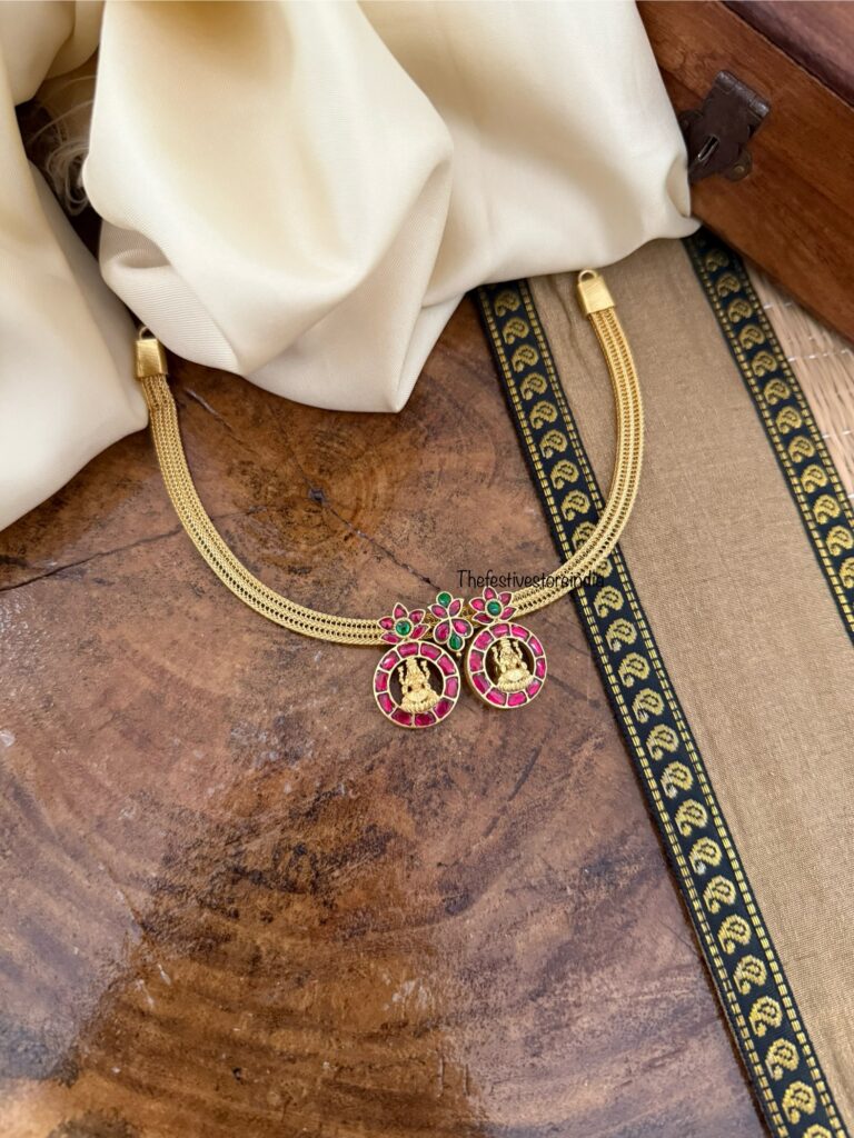 Jadau Lakshmi bottu attigai chain - The Festive Store